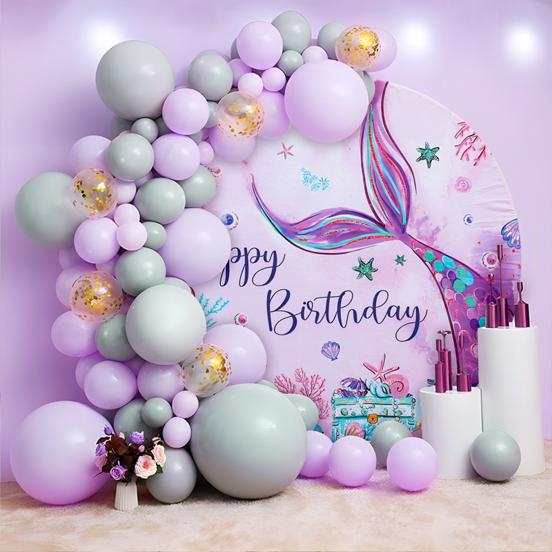 Mermaid Theme Round Backdrop Cover for 128cm Circle Stand Wrinkle Free ...