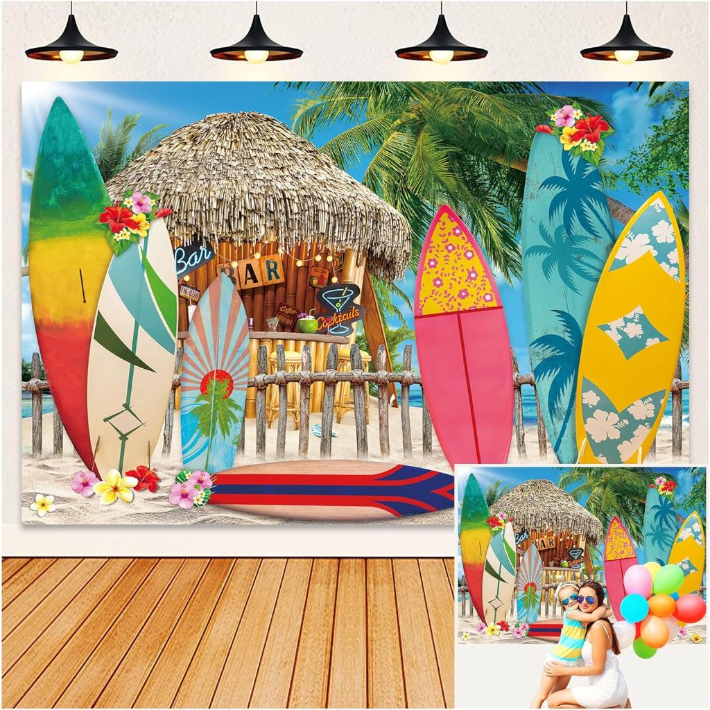Surfboard Beach Bar Background Tropical Palm Tree Summer Holiday Beach ...