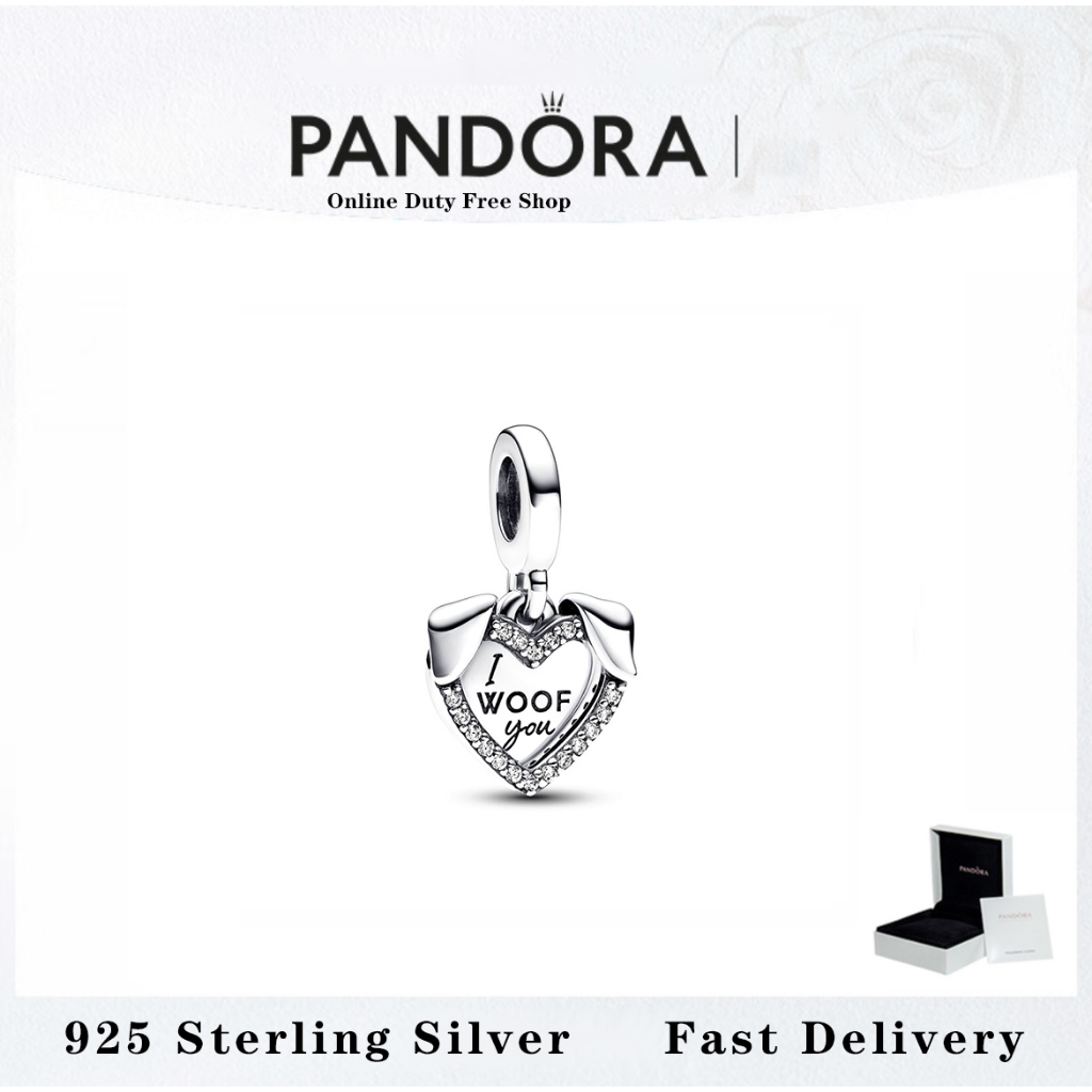 authentic S925 sterling silver PANDORA [792647C01]Heart & Dog Double ...