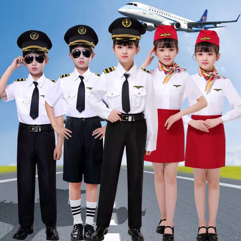 Flight Attendent Cosplay Costumes for Children Halloween Party Aircraft ...