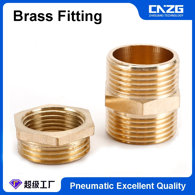 Brass Pipe Equal Reducing Nipple Fittings BSP Thread 1/8 1/4 3/8 1/2 ...