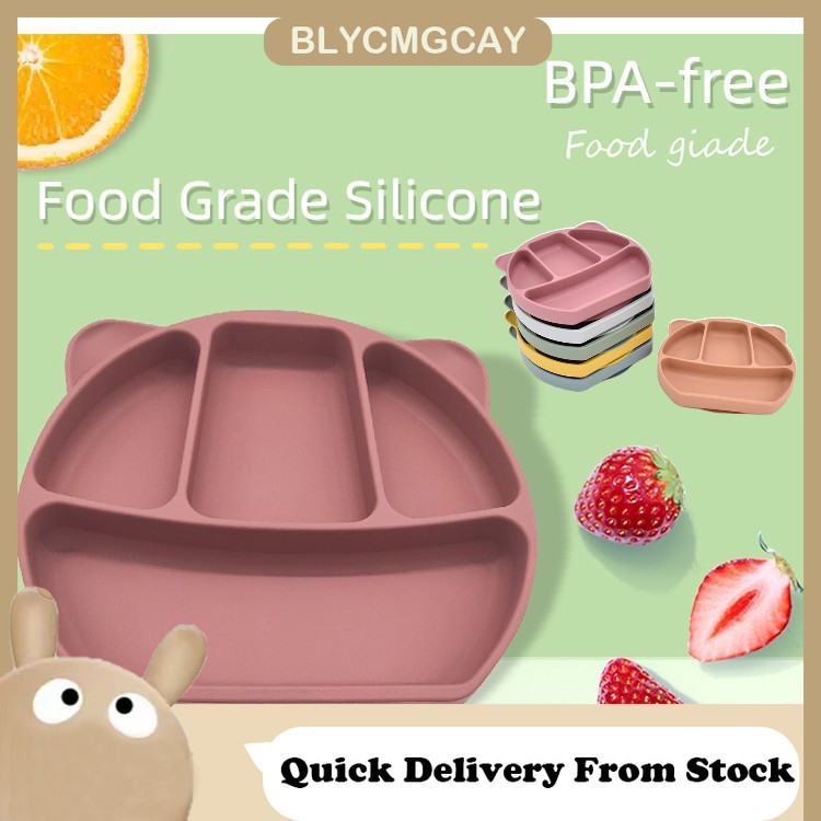 Food Grade Silicone Baby Panda Plate Kids Cartoon Panda Bottom Suction ...
