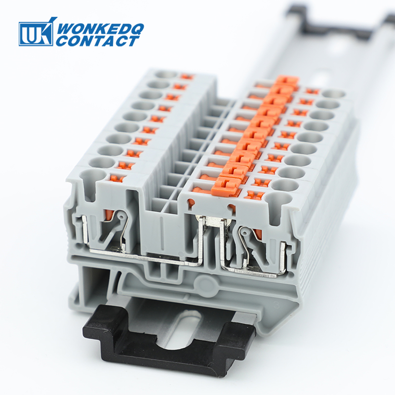 PT4-MT Knife Disconnect Push-in Terminal Block Disconnect Lever NS35 Din Rail Mounted PT 4-MT ...