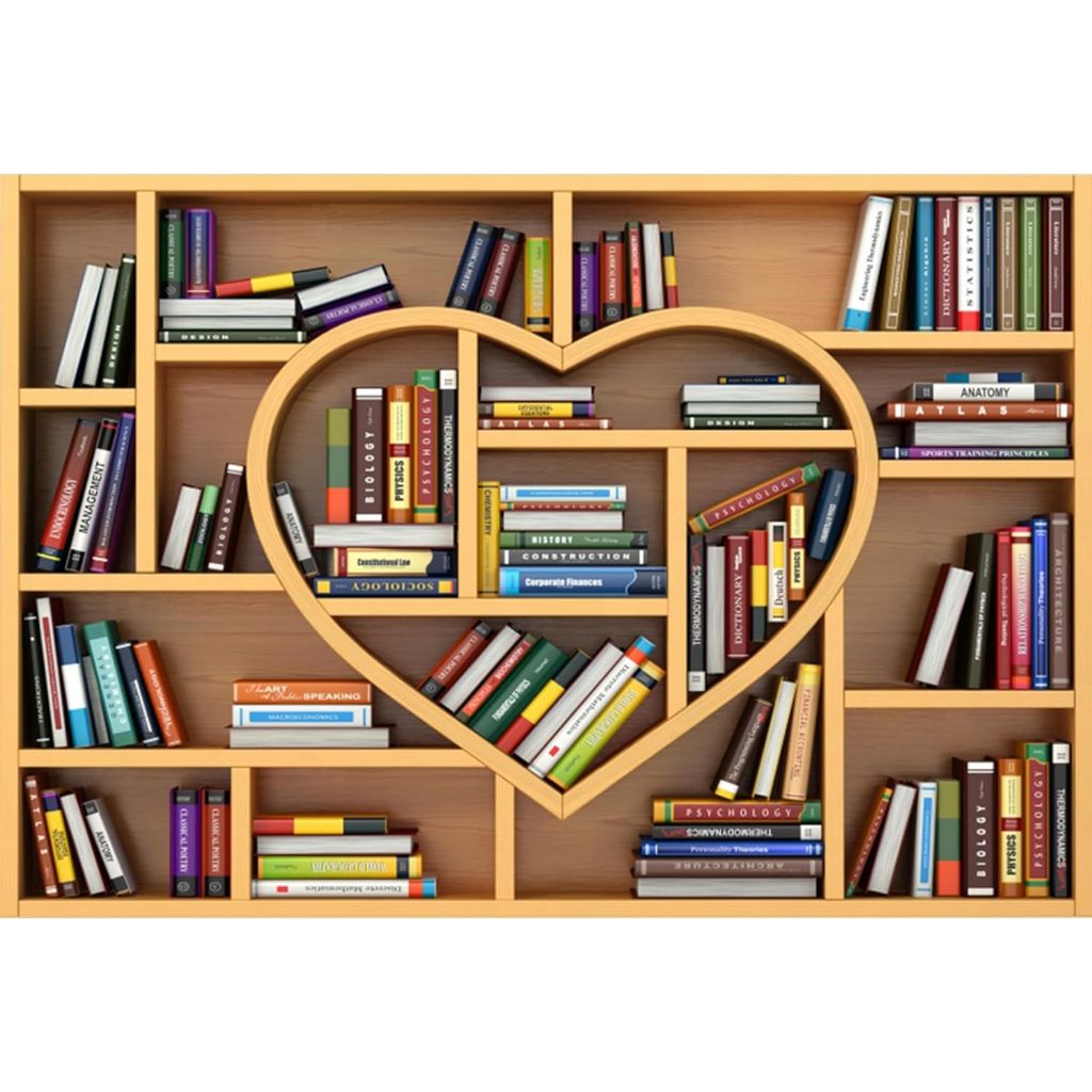 Heart Shaped Bookshelf Backdrop Family Learning Corner Books ...