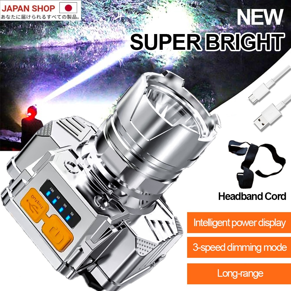 USB Headlight Flashlight Rechargeable Headlamp Led Super Bright Japan ...