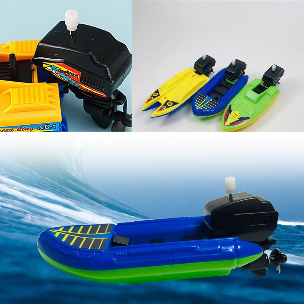 2024 New Kids Speed Boat Ship Wind Up Clockwork Floating Water Kids ...