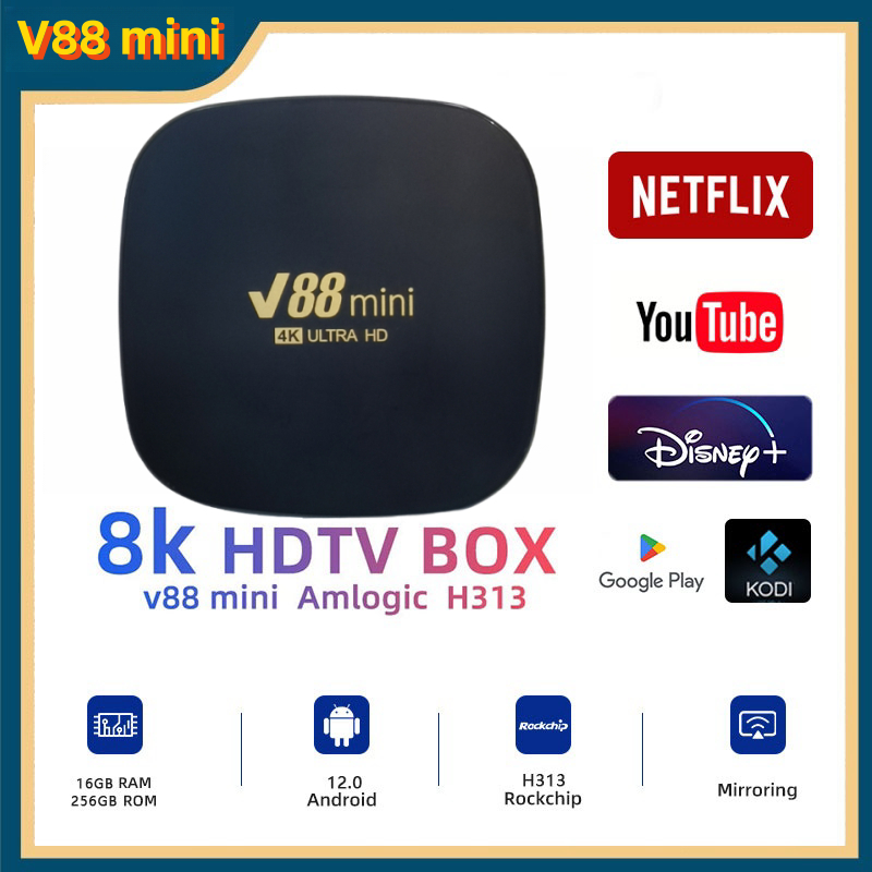 V88 mini smart box 4K Android 12 2.4GWiFi ultra-high definition set-top ...