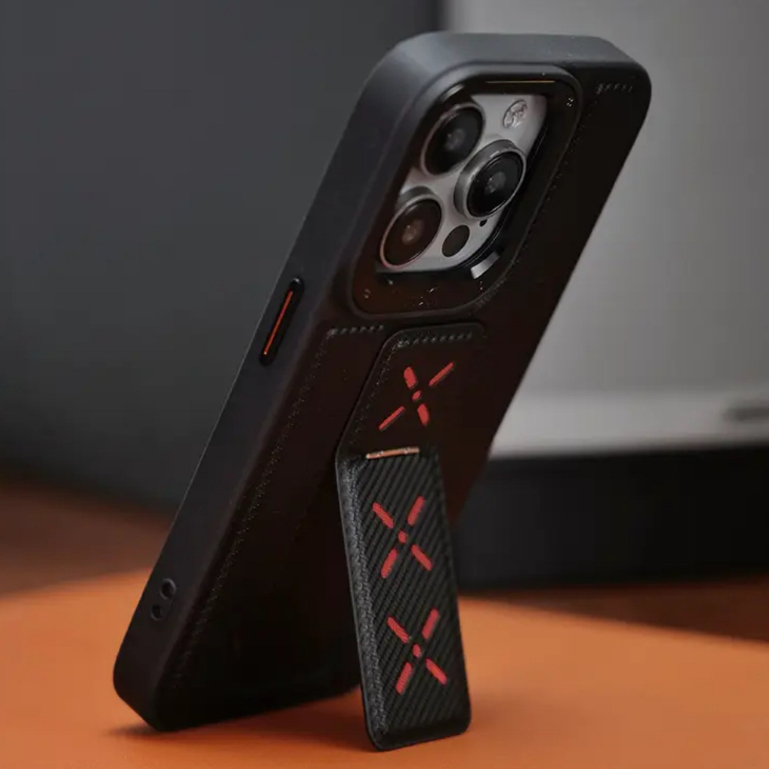 【Bracket/Leather hard case/Black】compatible for iPhone 12 13 14 15 pro ...