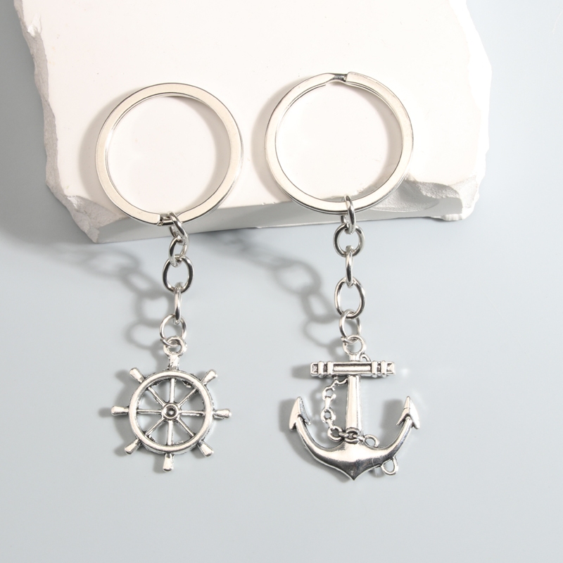 Classic Alloy Ship Anchor Rudder Keychain Navigation Adventure Key Ring ...