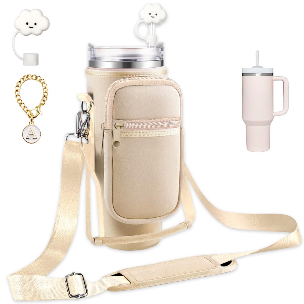 Water Bottle Holder with Strap and Pouch for Stanley Cup 40 oz Tumbler ...