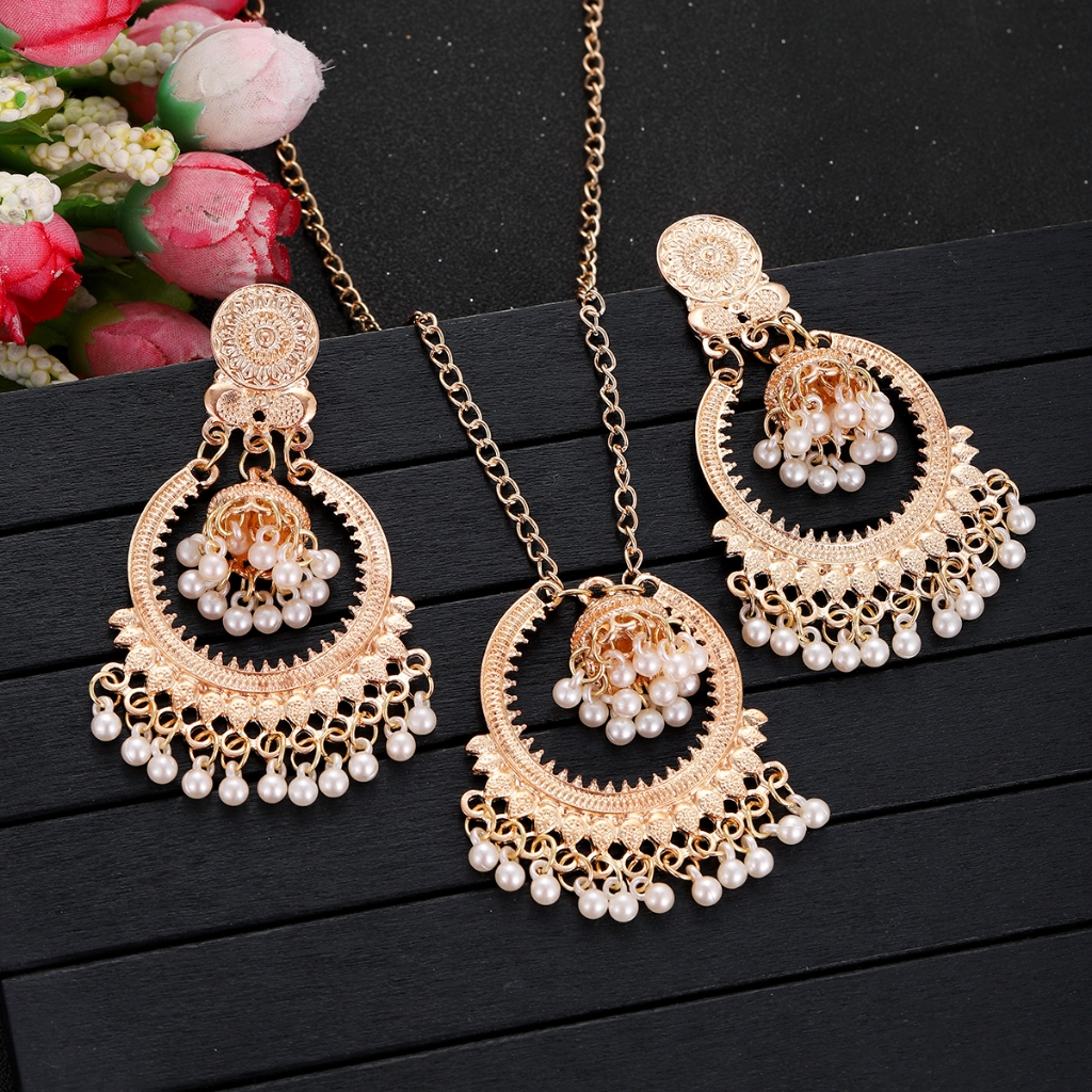 Classic Gold Color Jewelry Sets for Women Wedding Vintage Big Round ...
