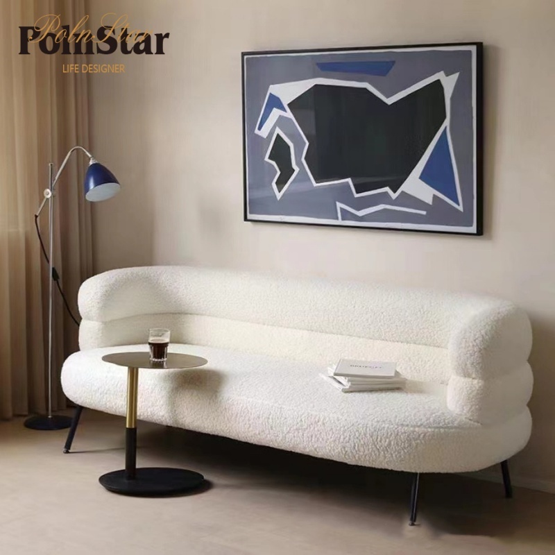 Polnsatar Creamy Windy Double Sofa Nordic Small Apartment Lambskin Living Room Simple Sofa ...