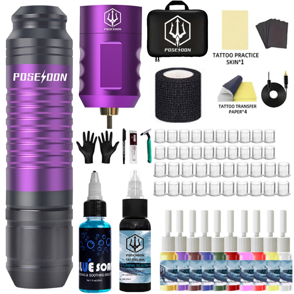 POSEIDON Tattoo Pen Kit-Tattoo Pen for Beginners, Tattoo Machine Kit ...