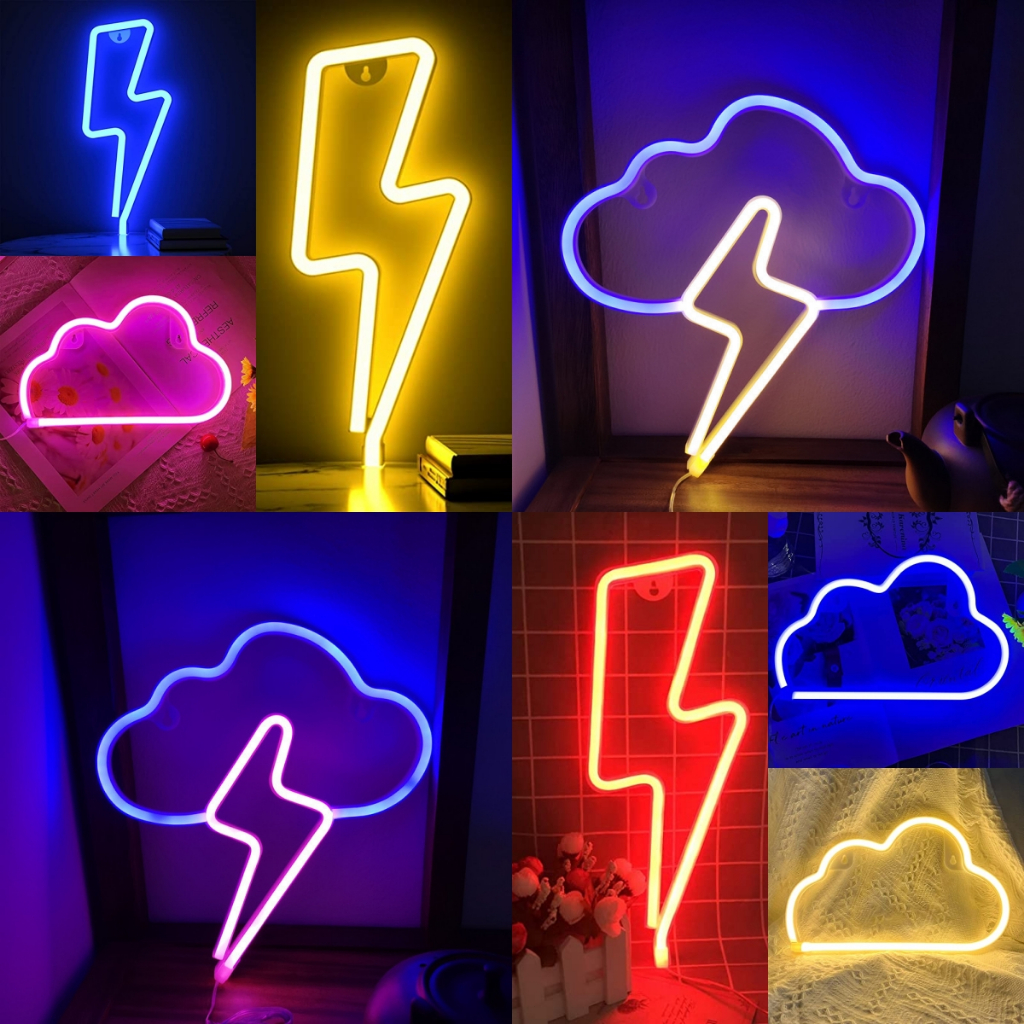 UNOLUX LED Neon Lightning Shaped Sign Flash Neon Table Light USB ...