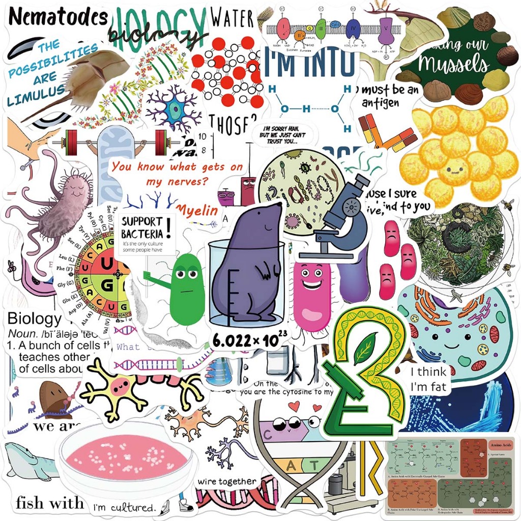 50 pcs Biology Sticker Graffiti Cartoon Skateboard Waterproof Luggage ...