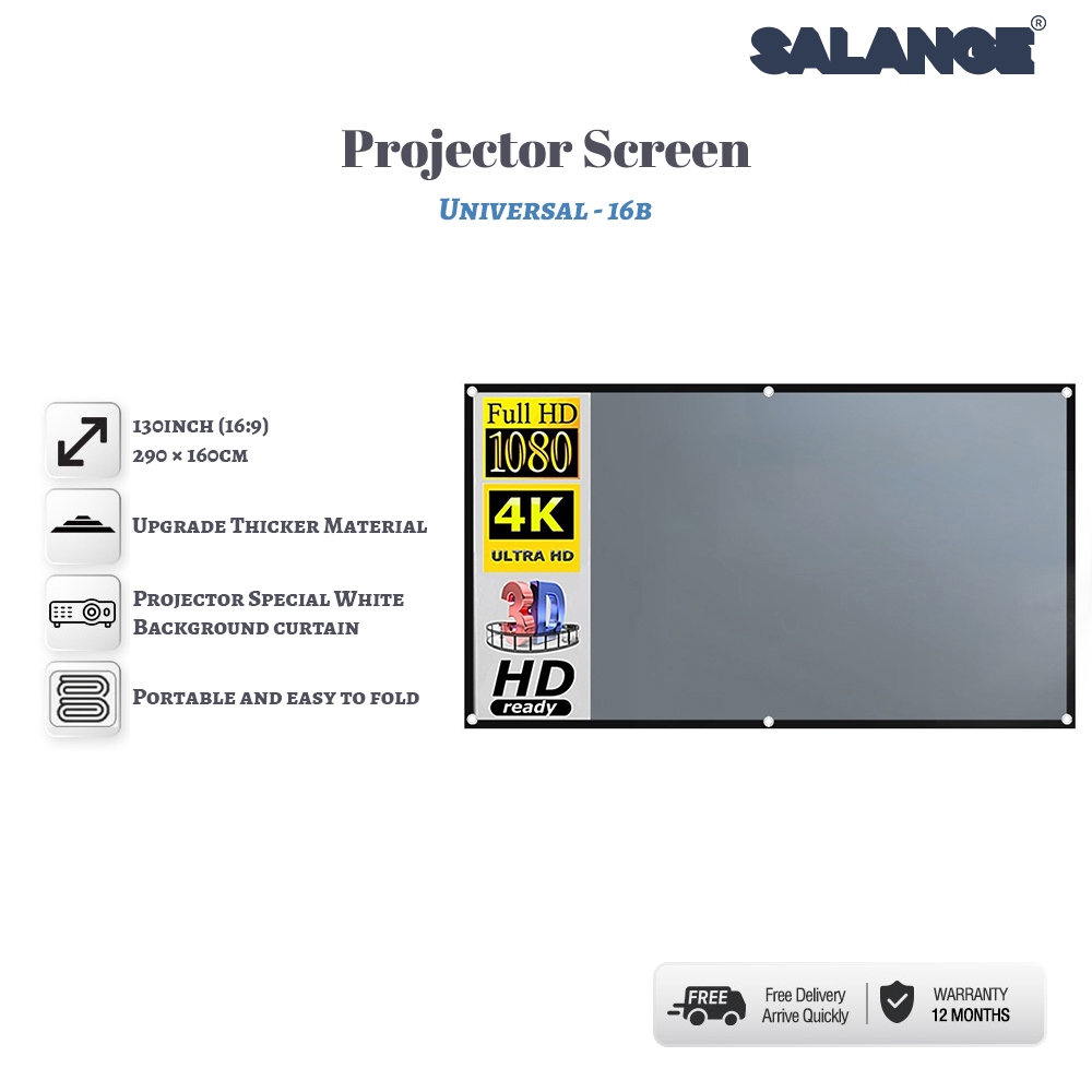 Salange Projector Screen 40/50/60/72/84/92/100/106/120/130 inch Anti ...