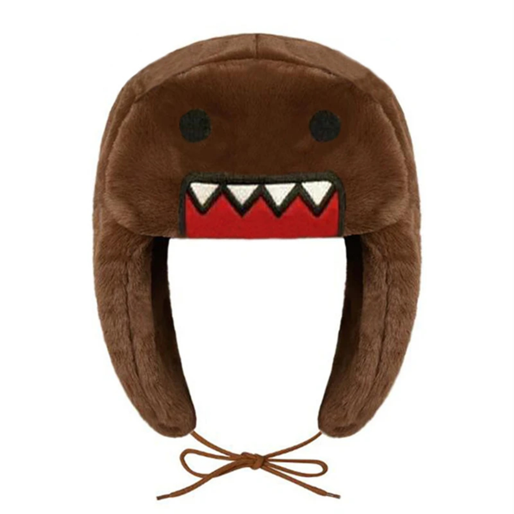 Domo Kun Plush Winter Hat Ushanka Cute Warm Hat for Men Women Brown ...