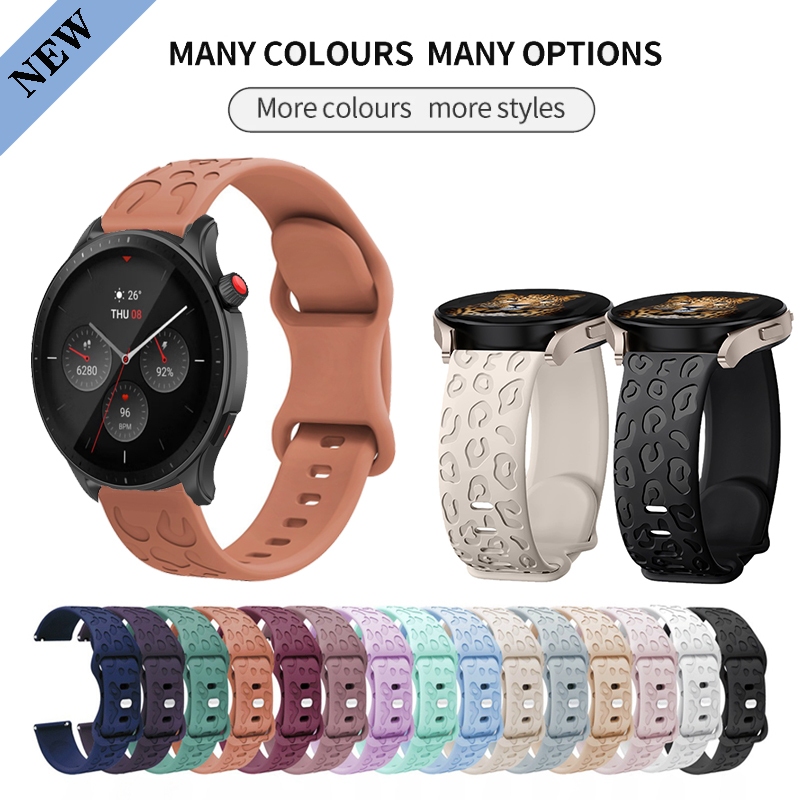 20mm 22mm Leopard Silicone Strap Engraved Band For Huami Amazfit GTR ...
