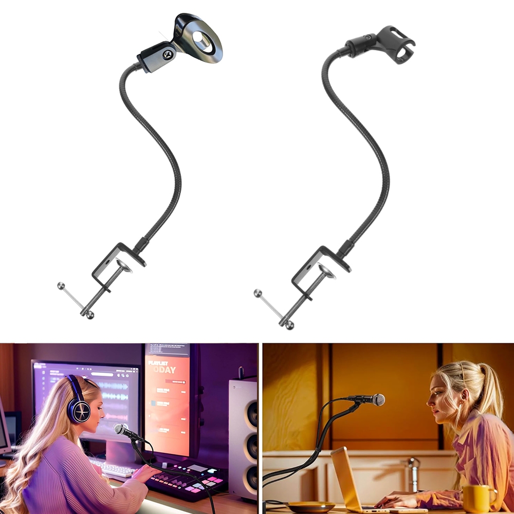 Bendable Phone Holder Microphone Stand Cell Mount Universal Clamps Base ...
