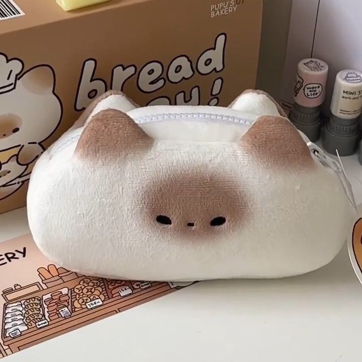 Ohaya | Ins Toasted Bread Pencil Case ins Plush Cat Pencil Case Large ...