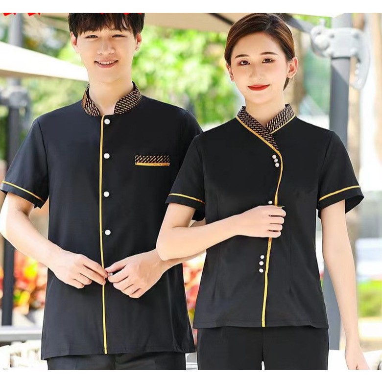 Waiter Uniform Restaurant Hotel Food Service Tops+apron Staff Workwear ...