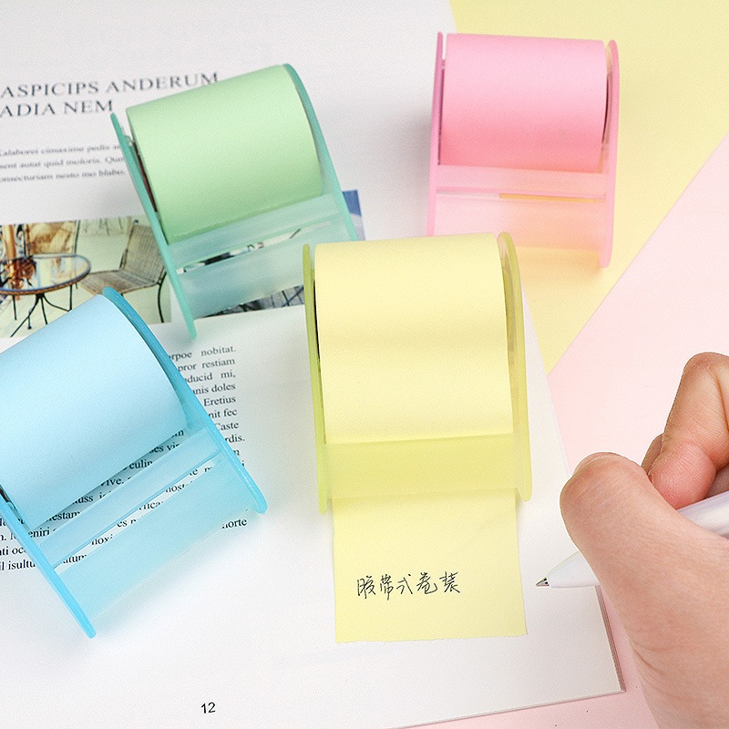 Roll Type Sticky Notes Creative Tape Memo Pad Morandi Label Sticker ...