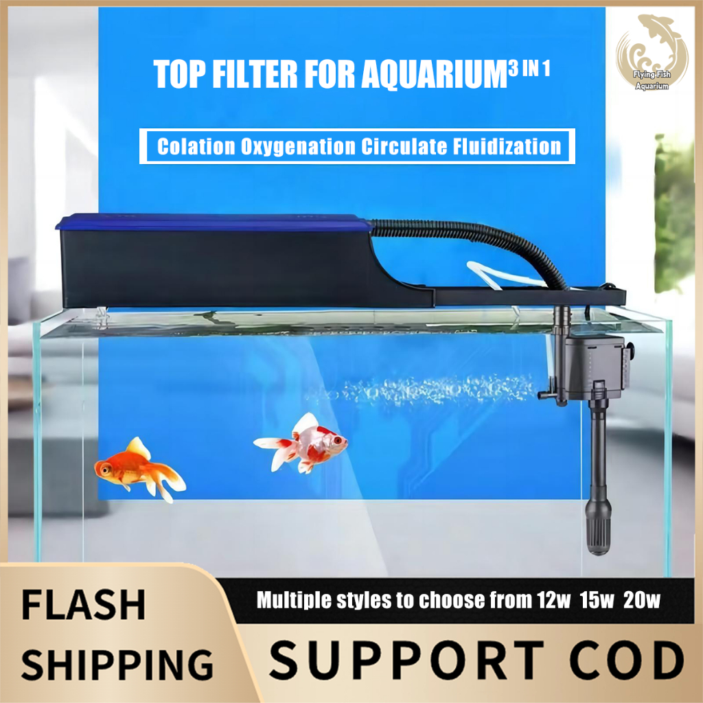 Top Filter for Aquarium 3 in 1 Aquarium Filter Air Pump for Aquarium ...