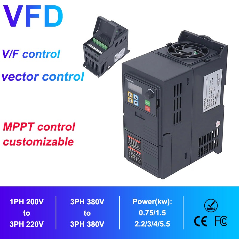 220V 2.2KW Factory Price Quality VFD 2HP 3 HP VFD 50/60Hz single-phase ...