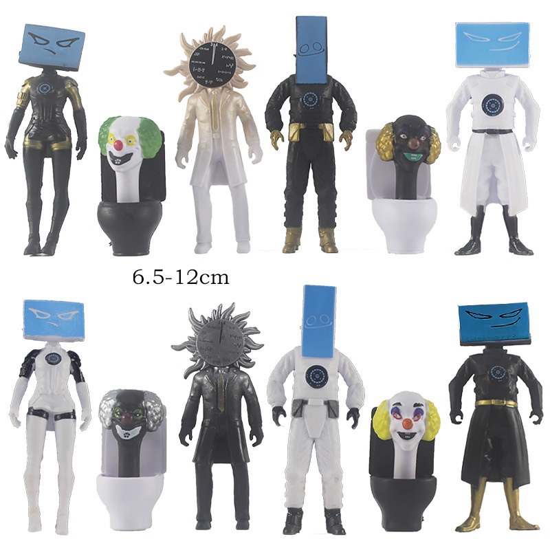 12Pcs/Set Skibidi Toilet Computer Man Figures Sun Clock Man Model Doll ...