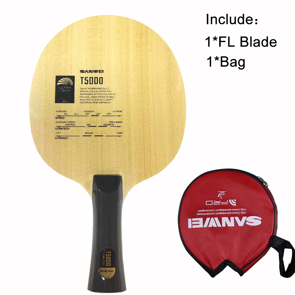 Original SANWEI T5000 CARBON Table Tennis Racket Blade (5+2 Carbon)+RXTON 1 Rubber(Black+Red ...
