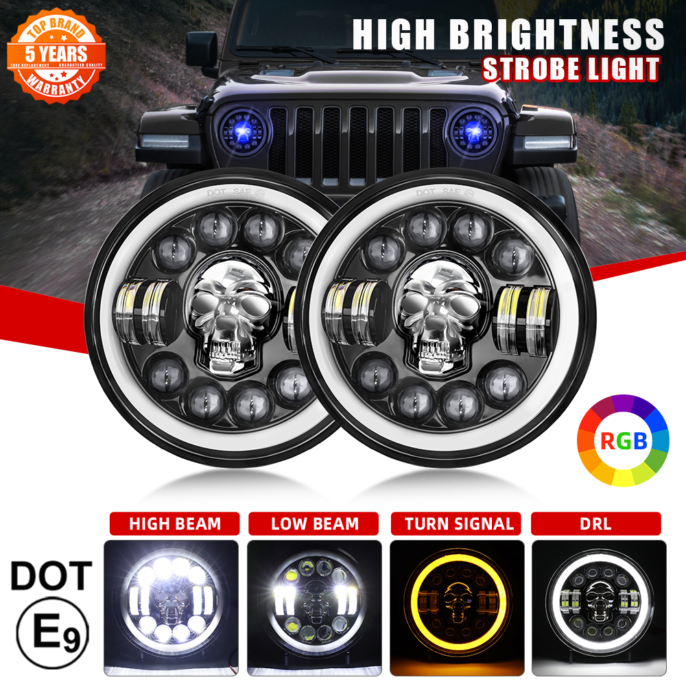 New Style 7inch H4 H13 Round LED Headlight Dual DRL Lights with ...
