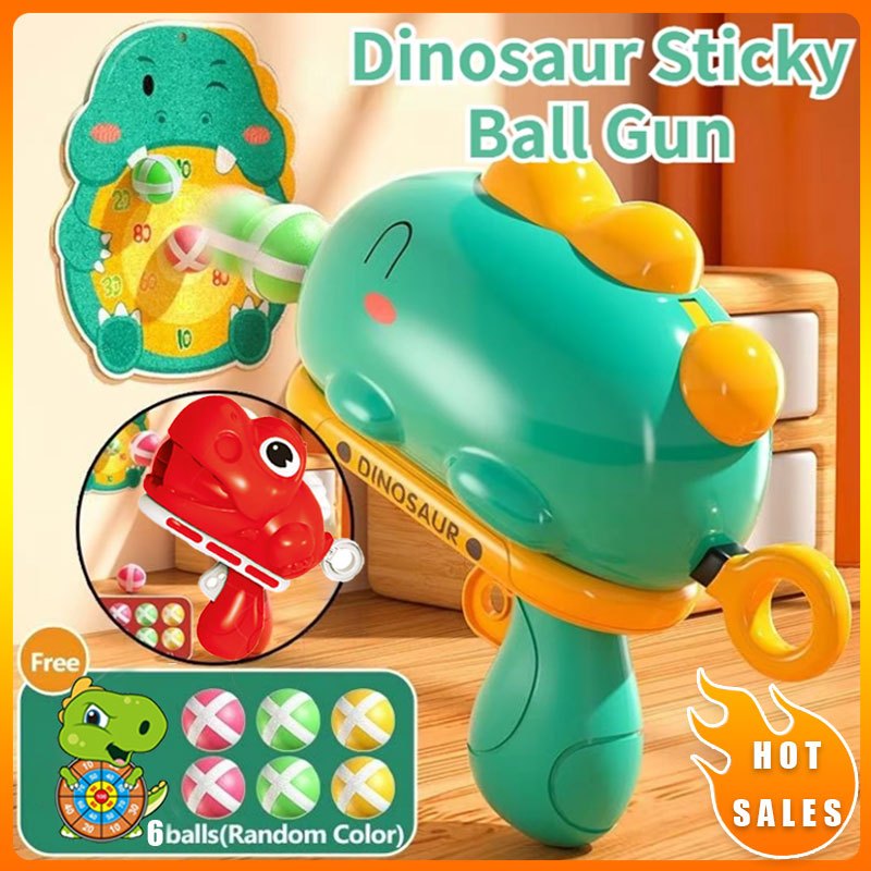 Children's Dinosaur Sticky Ball Gun Toy Shooting Toy Target Practice ...