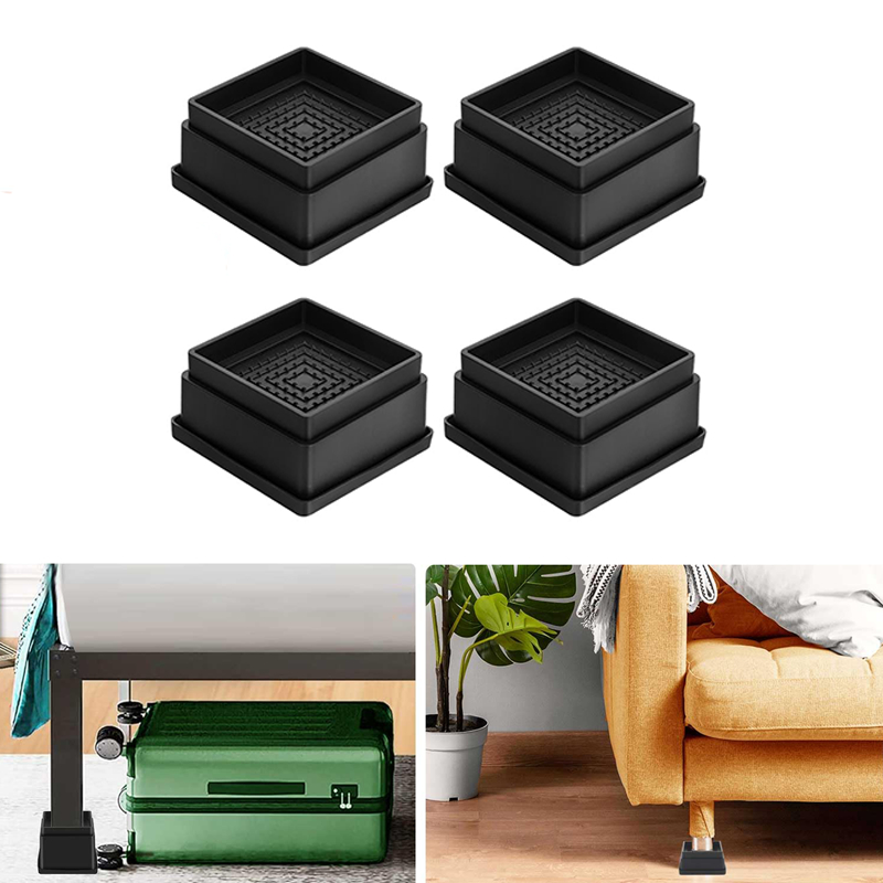4PCS Furniture Risers Adjustable Bed Risers Heavy Duty Square Stackable ...