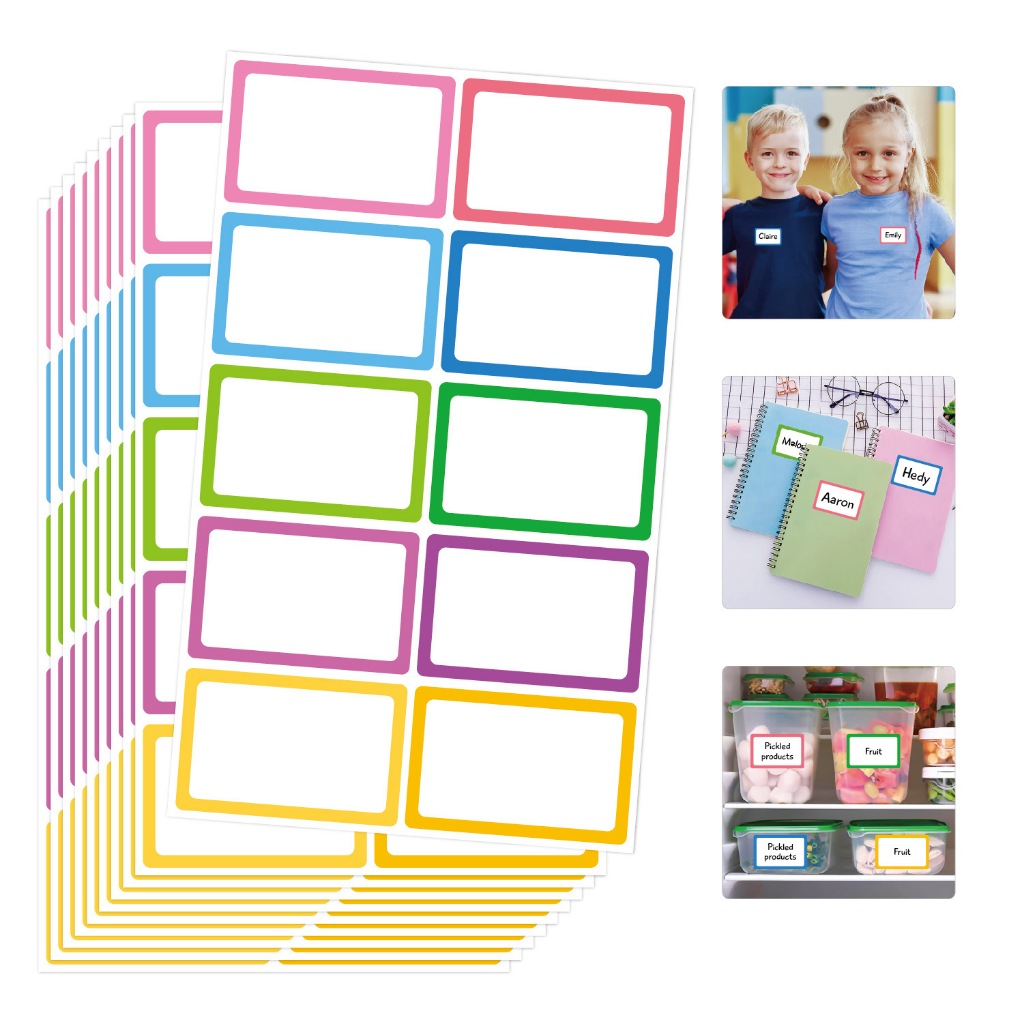100 Pcs 10 Colors Name Tags Stickers, 2"x3"Plain Name Tag Labels ...