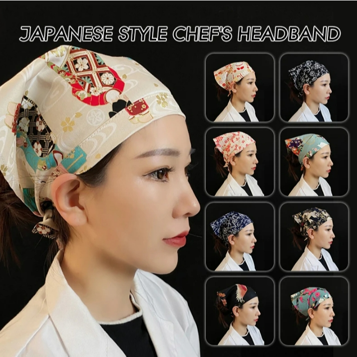 Restaurant Waiter Triangle Headband Chef Hat Men Women Japanese Sushi ...