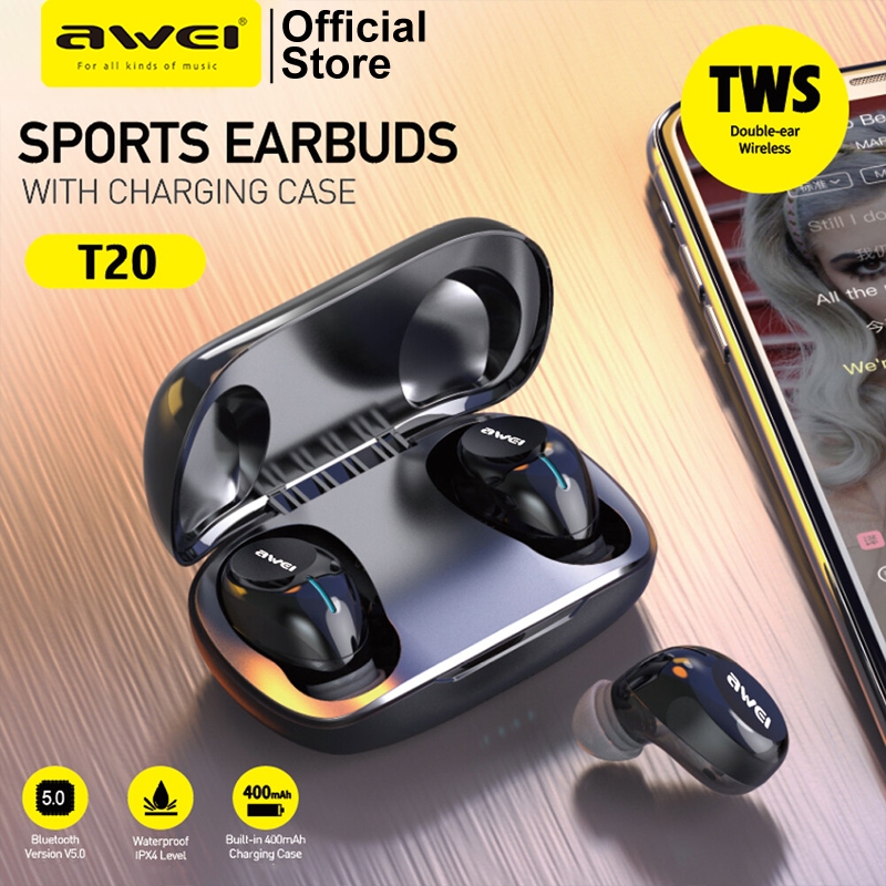 Awei T20 TWS In Ear Mini Earbuds Gaming Bluetooth 5.3 Quality Sound ...