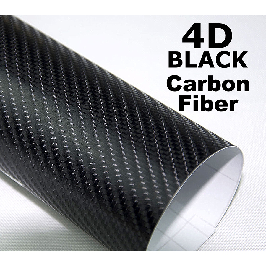 10cm X150cm Black 4D Carbon Fiber Car Vinyl Wrap Covering Film Sticker ...