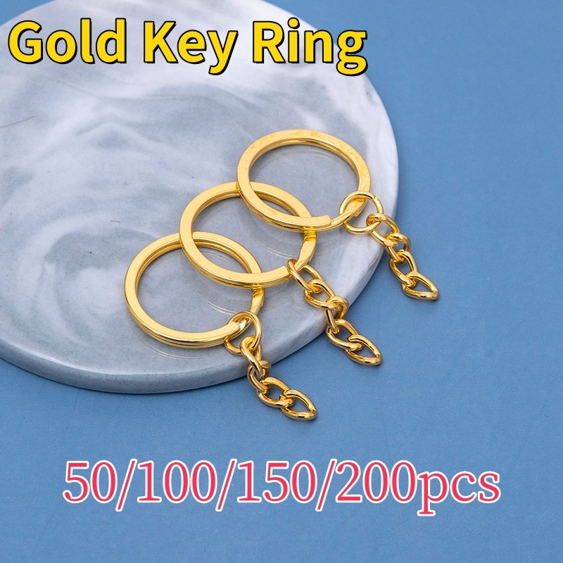 200pcs Gold Split Keyrings/Gold Key Ring/Ring For Keychain/Keyring ...