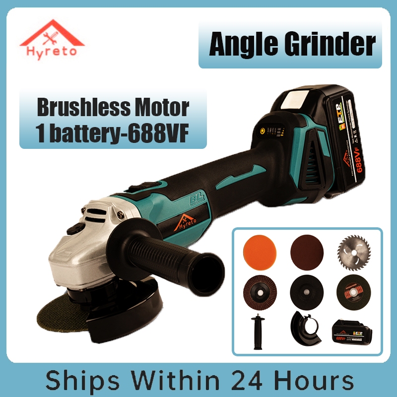 Hyreto Brushless Cordless Electric Angle Grinde for Cutting Wood Metal ...