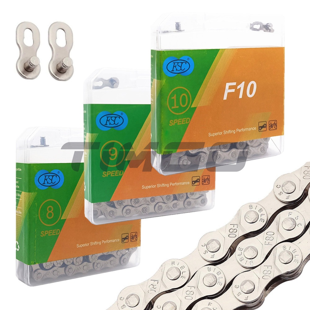 FSC MTB Road Bike Chain 6/7/8/9/10/11 Speed Silver Plating Oilslick ...