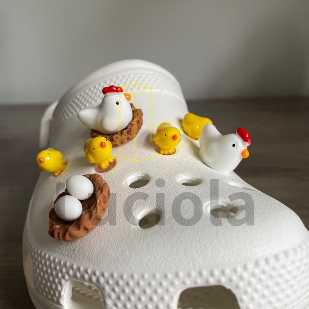 Luciola FUNNY Chicken Family charms Cartoon Pin shoe Accessories decorate slippers sandals ...