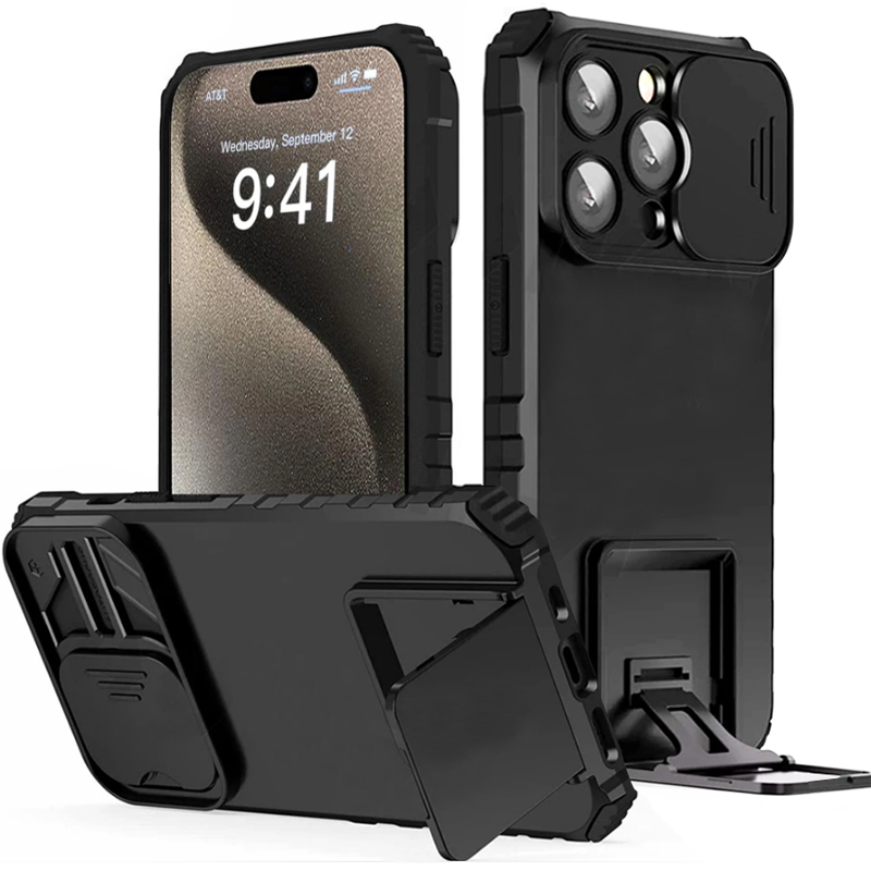 Shockproof Heavy Hard Case with Stand for IPhone 16 Pro Max 15 Pro Max ...