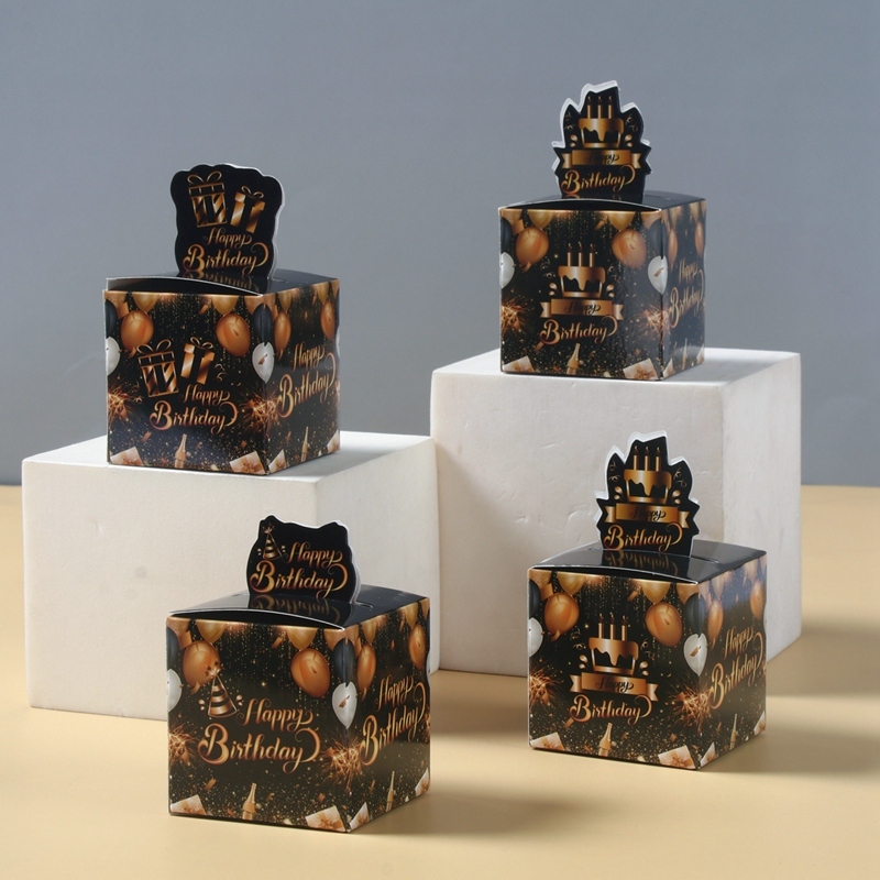 24pcs/set 3D Birthday Party Boxes Happy Birthday Candy Boxes Glitter ...