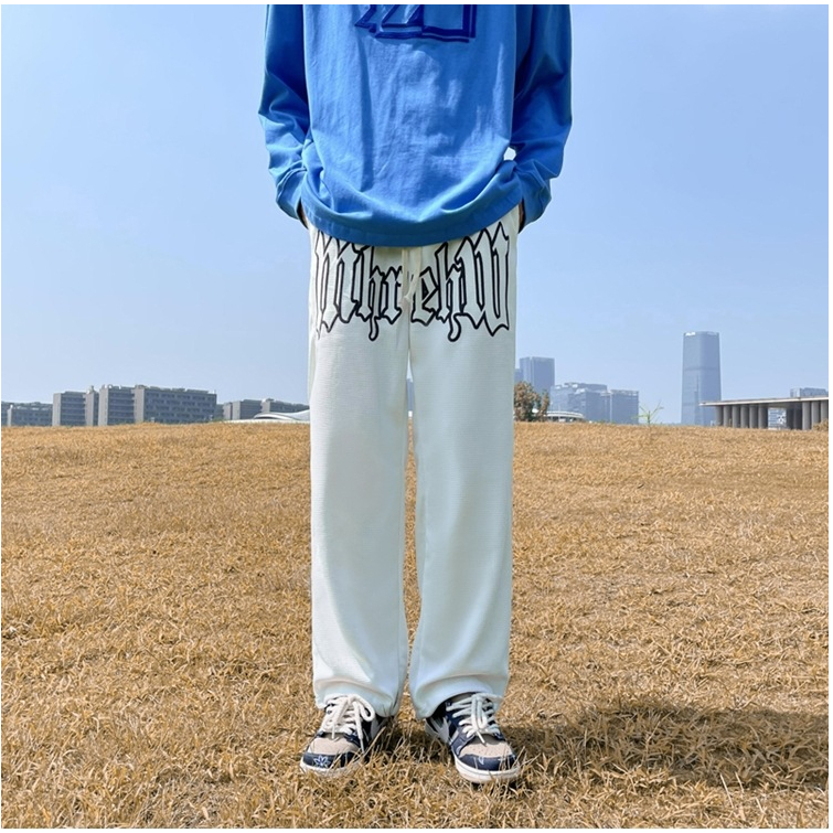 YS slocks pants loose straight cut pants Korean sweatpant wide leg ...