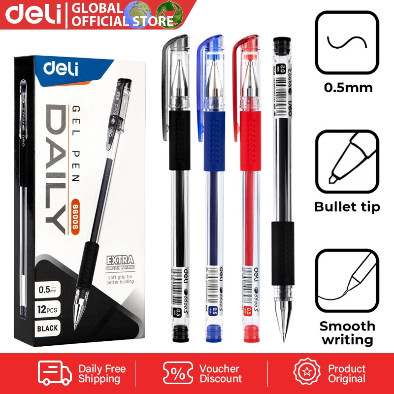 Deli Gel Pen 0.5mm Sign Pen School Supplies Writing Pen E6600S | Shopee ...