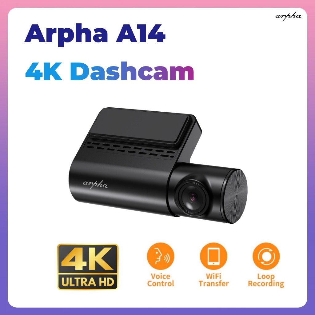 Arpha A14 4K Dashcam 2160P Car Camera Driving Recorder with GPS Voice Control App Control ...