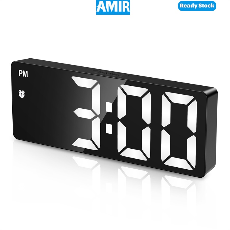 AMIR Digital Alarm Clocks Bedside Clock Powered Non Ticking, LED Clock ...