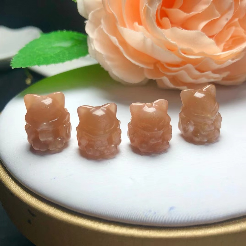 Natural Sunstone Nine-Tailed Fox Cute Jewelry diy Lucky Accessories ...