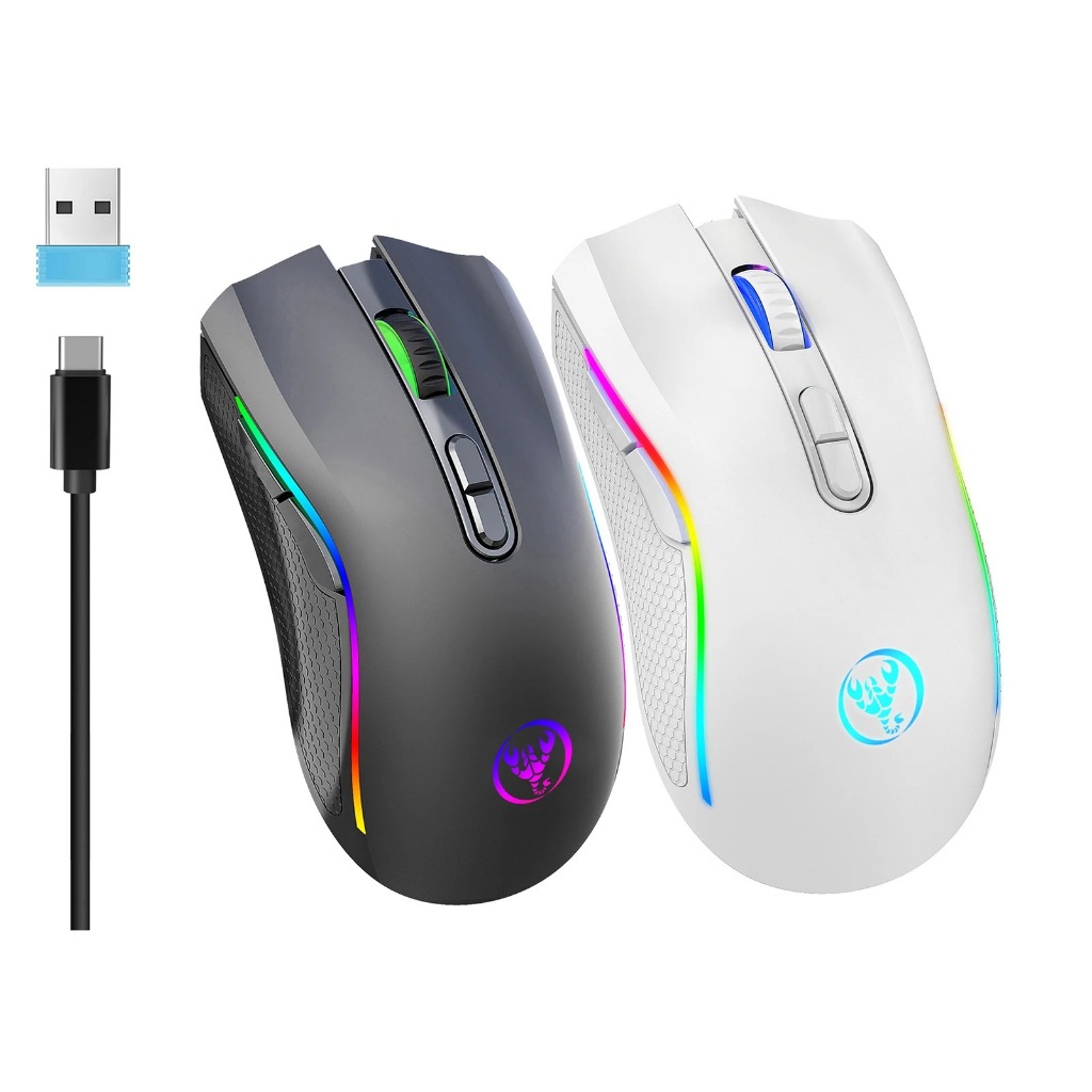 HXSJ T69 2.4G Wireless Mechanical Mouse 4800DPI RGB Gaming Mouse ...