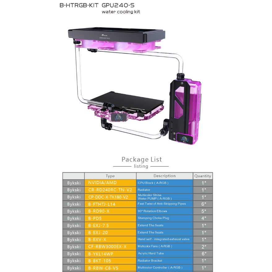 Computer Water Cooling Set For PC Case Bykski Split Type Rigid/Soft ...
